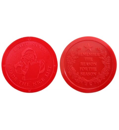 Red Or Green Plastic Give-Away Token - Embossed "I Met Santa - I Made ...