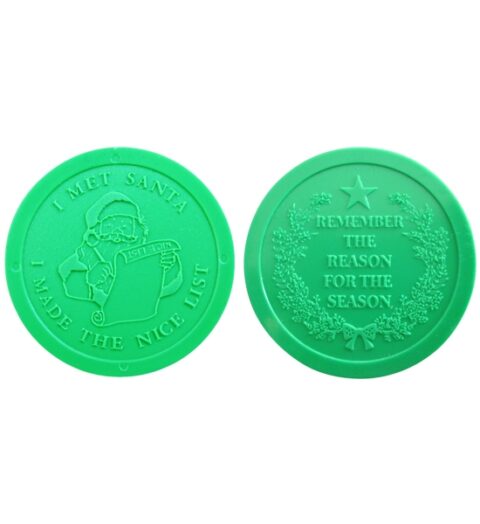 Red Or Green Plastic Give-Away Token - Embossed "I Met Santa - I Made ...