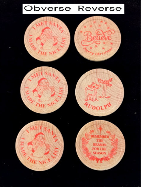 Santa Claus 1 1/2" Round Wooden Tokens - Santa's One-Stop Shop